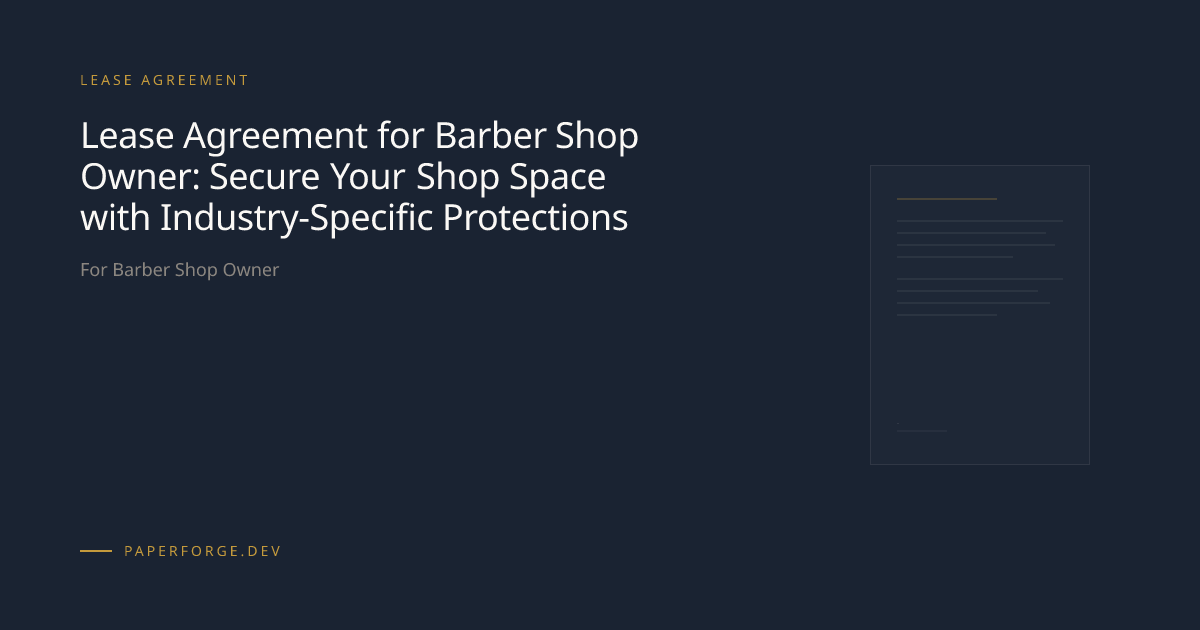 Barber Shop Owner Lease Agreement